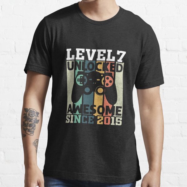 "Level 7 Unlocked Awesome Since 2015 7th Birthday Gaming T-Shirt" T ...