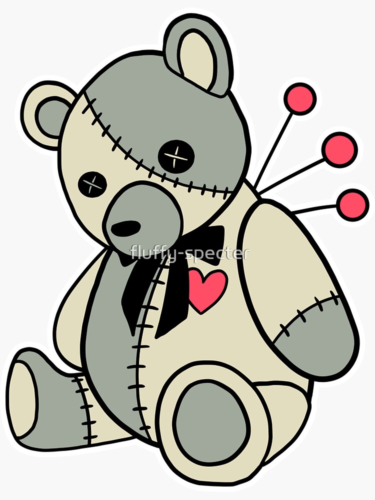"Voodoo Teddy Bear" Sticker for Sale by fluffy-specter | Redbubble