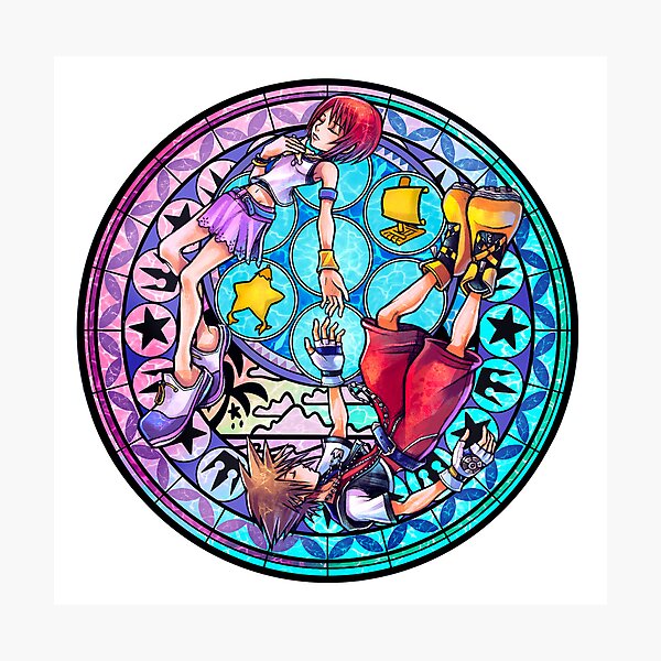 "Sora and Kairi Stained Glass Kingdom Hearts" Photographic Print for ...