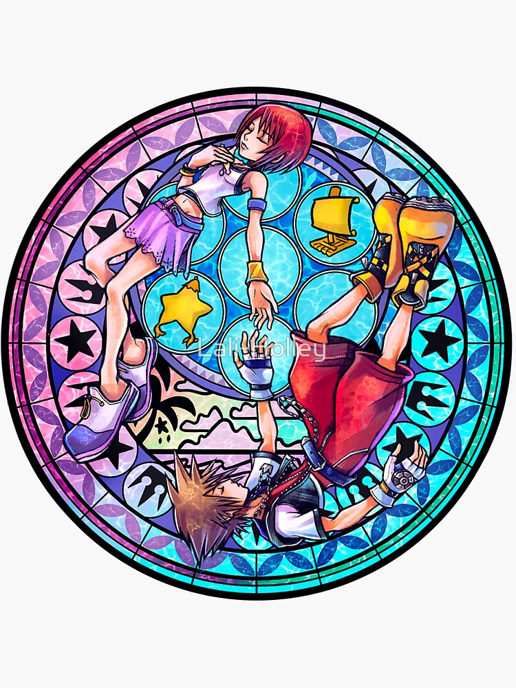 "Sora and Kairi Stained Glass Kingdom Hearts" Sticker by Lali-Holley ...