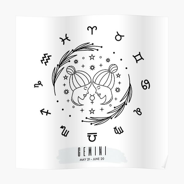 "Gemini Zodiac Chart Illustration" Poster for Sale by Spiritualista ...