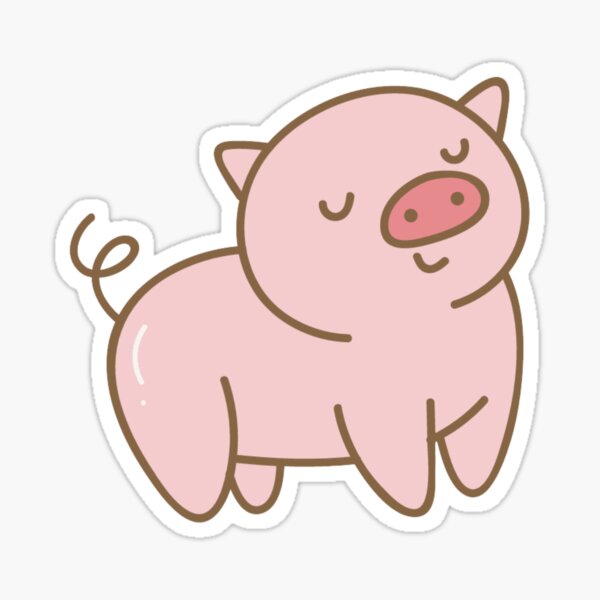 "Cute Pink Cartoon Pig" Sticker for Sale by StarryCrown | Redbubble