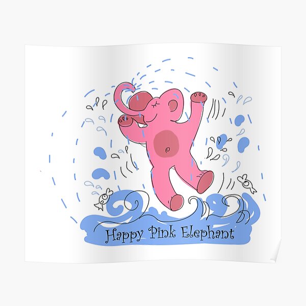 "Happy Pink Elephant" Poster for Sale by bestkaranfil | Redbubble