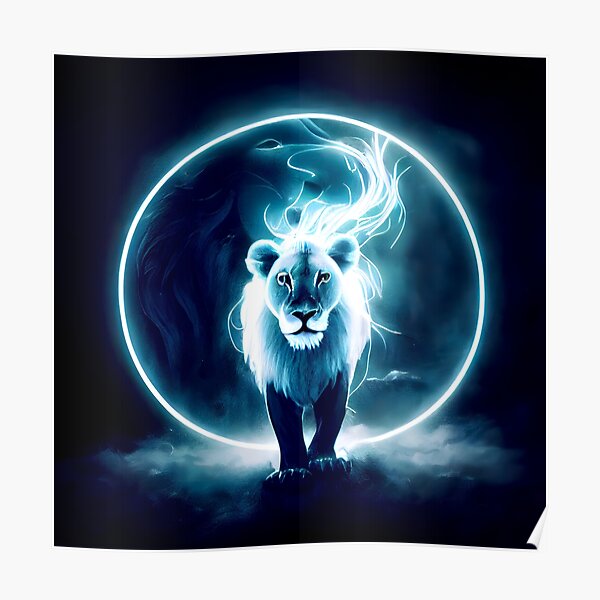 "Spectral Lion" Poster for Sale by ArtoftheAdrift | Redbubble