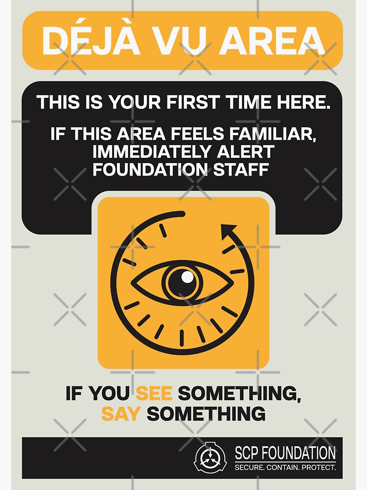 "SCP Déjà Vu Warning Yellow/Orange" Sticker for Sale by TopCatCabcurr ...