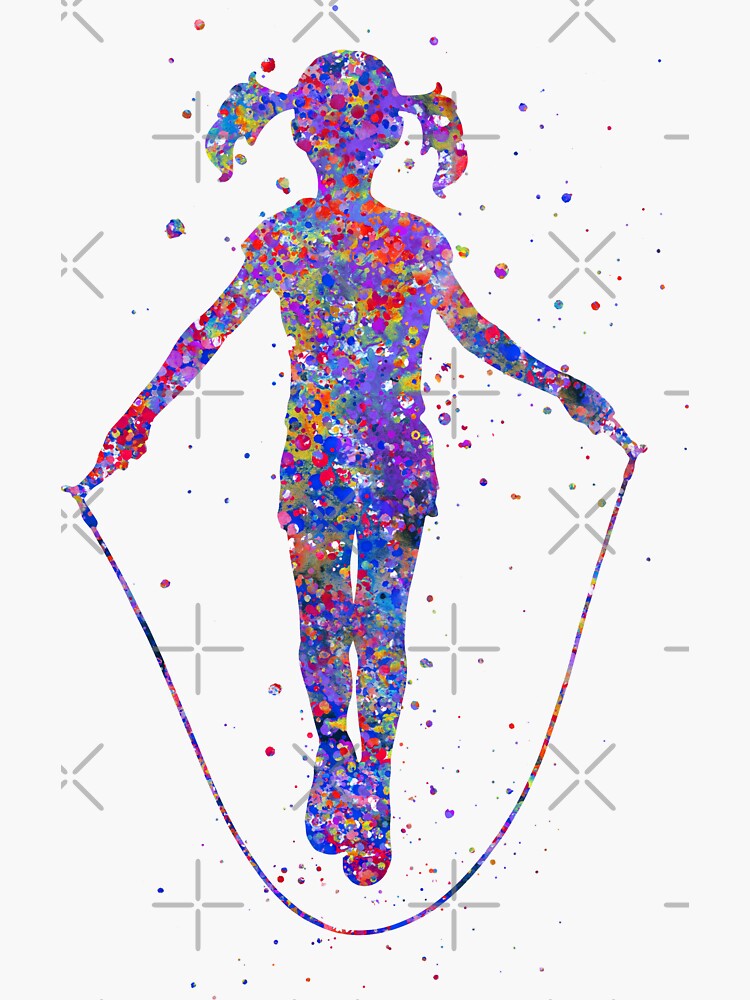 "Little girl rope jump" Sticker for Sale by Rosaliartbook | Redbubble