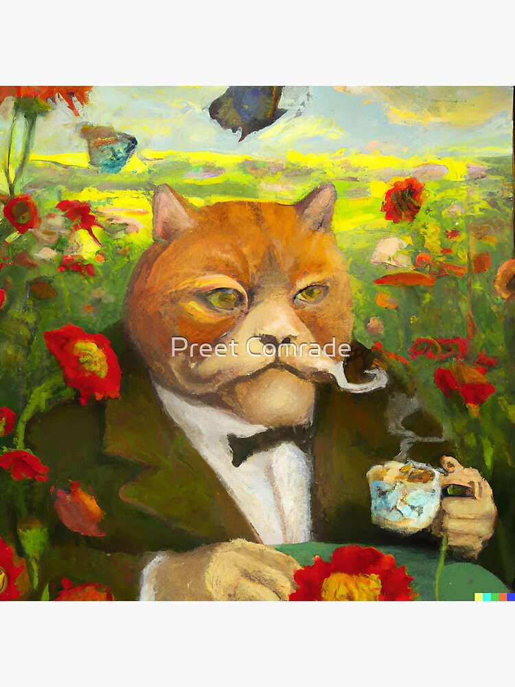 "Lenin as a tabby cat having a cup of tea " Sticker for Sale by ...
