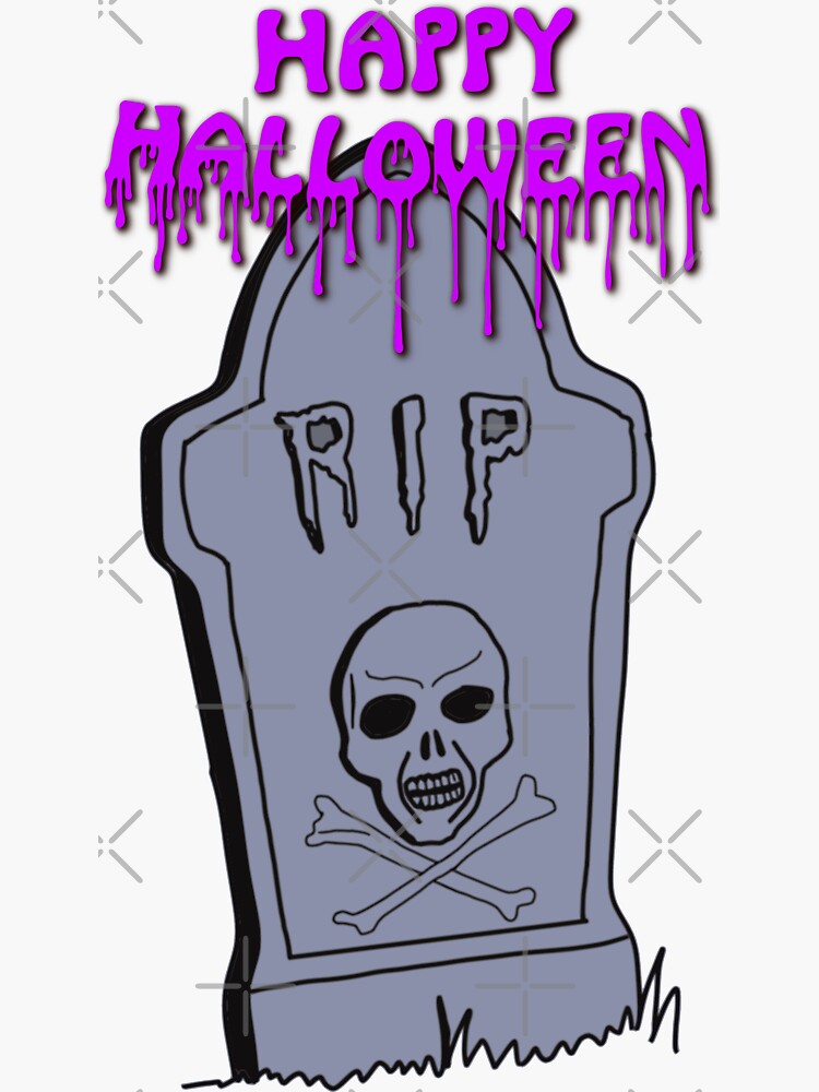 "Spooky Happy Halloween Headstone RIP - Purple" Sticker for Sale by ...