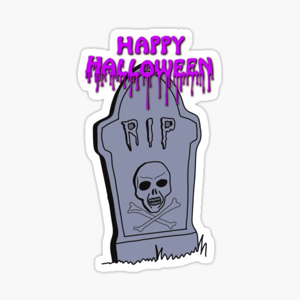 "Spooky Happy Halloween Headstone RIP - Purple" Sticker for Sale by ...