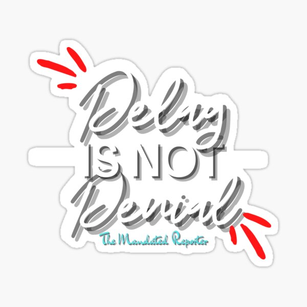 "Delay is Not Denial - Black" Sticker for Sale by TheReporter1 | Redbubble