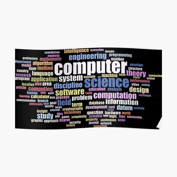 "Computer Science Colored Word Cloud Design of Key Terms" Poster by ...