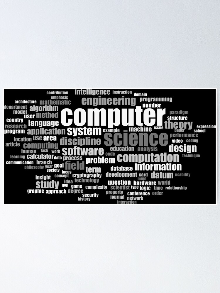 "Computer Science Grayscale Word Cloud Design of Key Terms" Poster for ...