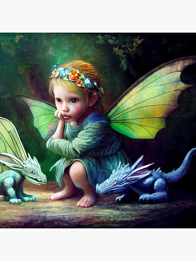 "Faerie Child Befriending Baby Dragons" Sticker for Sale by ...