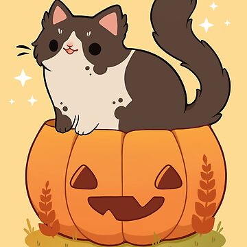 "Pumpkin tuxedo cat" Sticker for Sale by Rihnlin | Redbubble