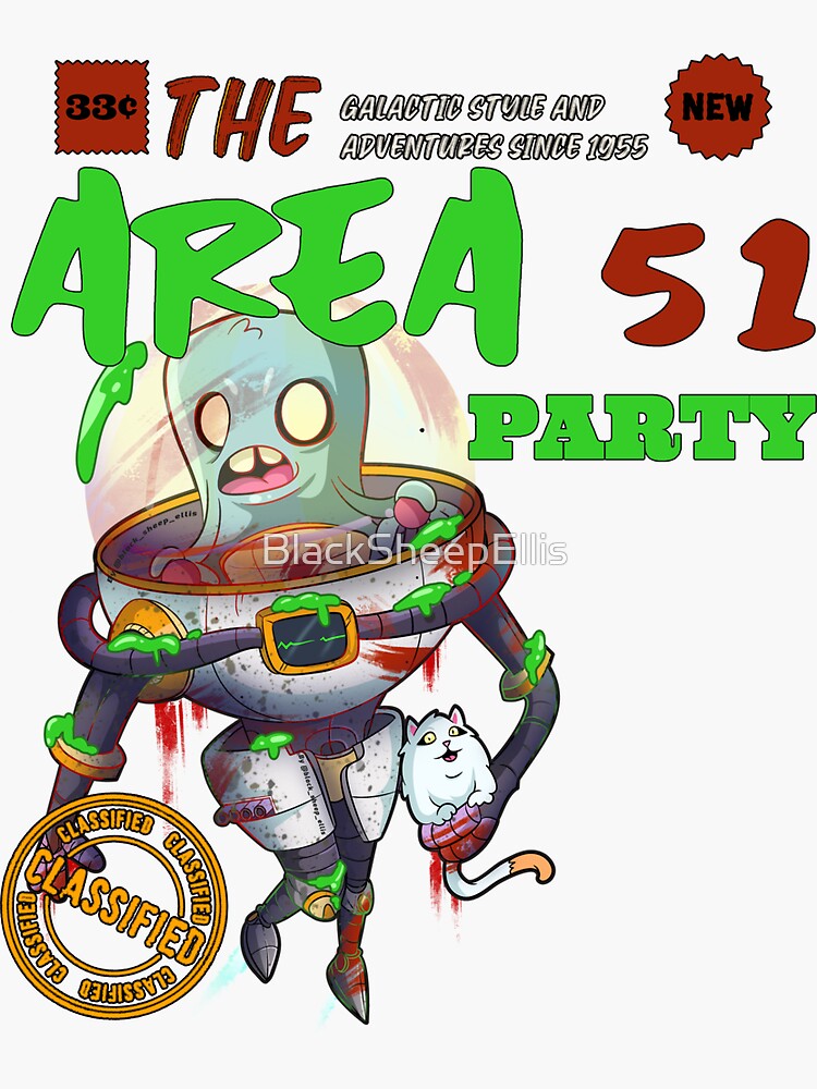 "Area 51 Party in Space" Sticker for Sale by BlackSheepEllis | Redbubble