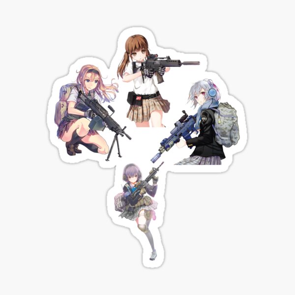 "unisex - anime girl with gun" Sticker for Sale by teeshops | Redbubble