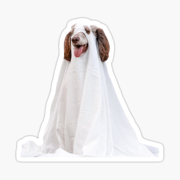 "Poodle Dog Wearing A Sheet Ghost Costume" Sticker for Sale by ...