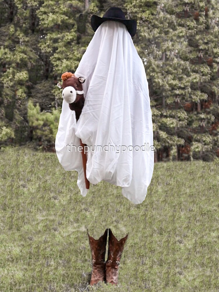 "Vintage Cowboy Ghost With Stick Horse Floating Above Cowboy Boots ...