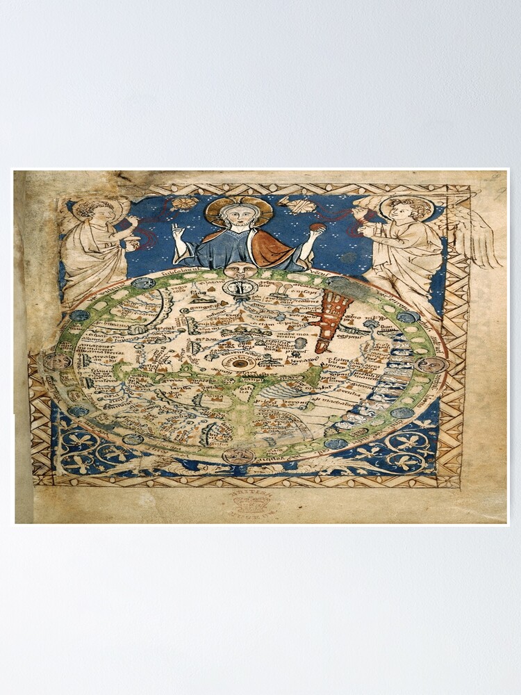 "Psalter World Map (13th century)" Poster for Sale by beoverpowered ...