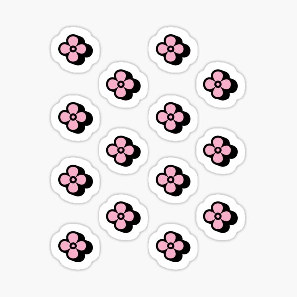 "Pink and Black Flower Sticker Pack" Sticker for Sale by Virtual-Artist ...