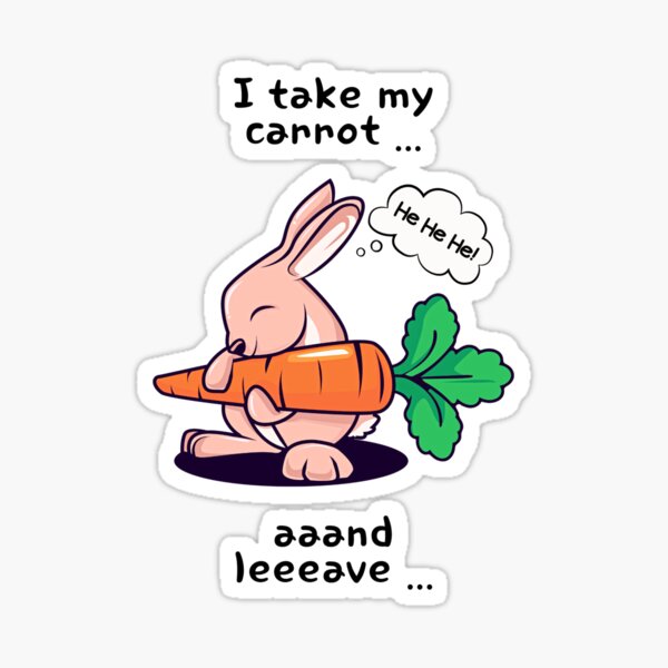 "A rabbit take its carrot and leaves" Sticker for Sale by XANTHIPPI ...
