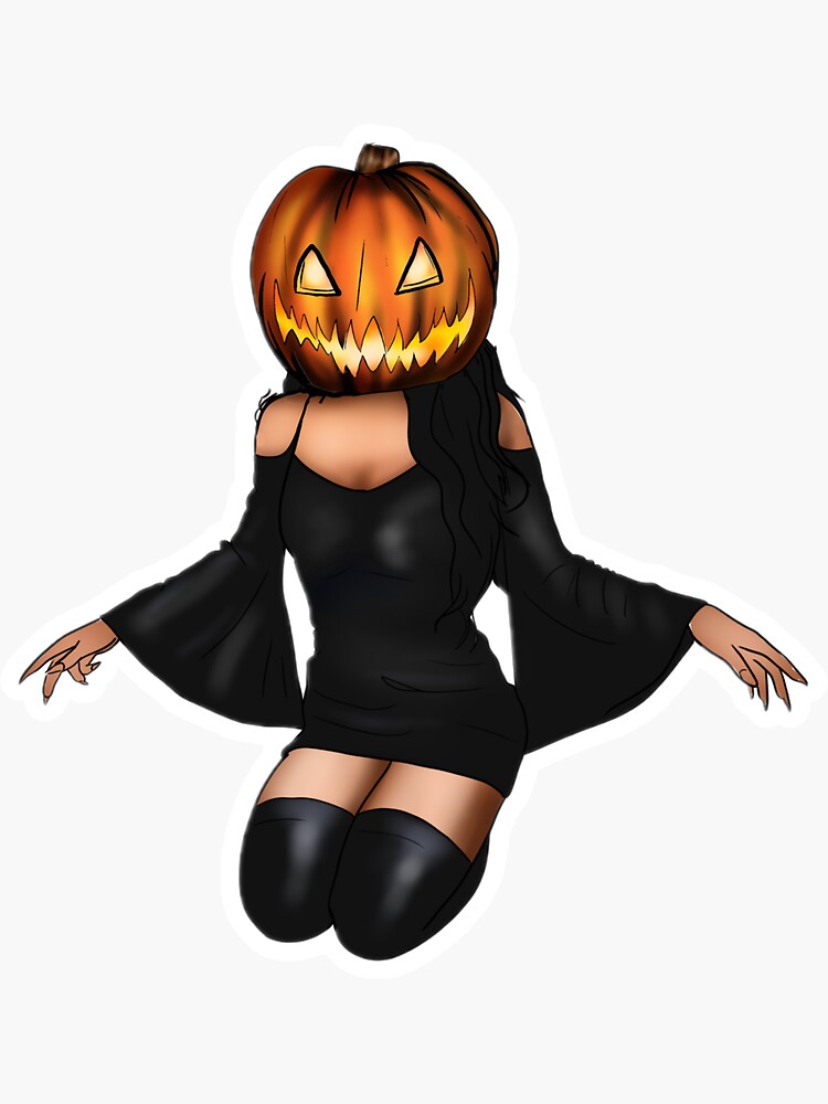 "Lady Pumpkin Head Sticker " Sticker for Sale by LavenderTattoo | Redbubble