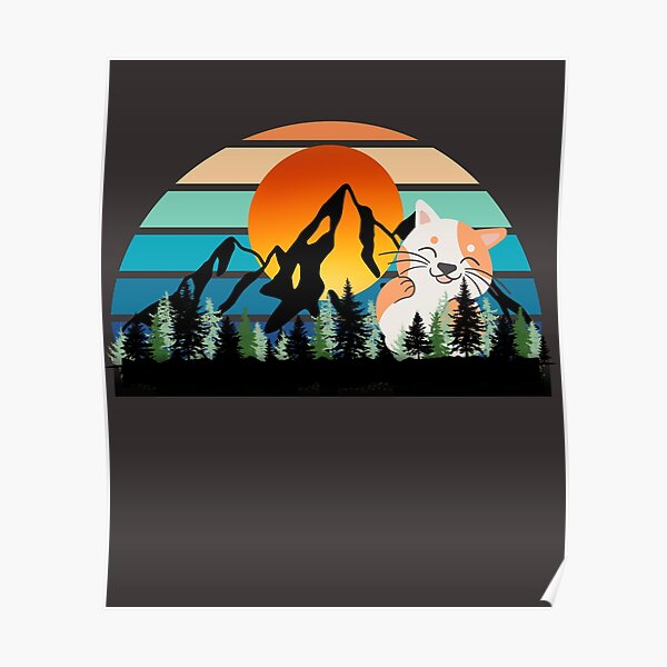 "Cute Cat watching sunset funny cat lover" Poster for Sale by Yakash ...