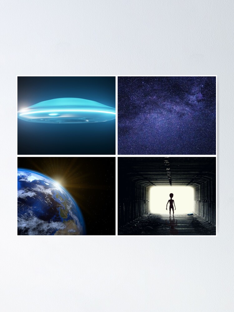 "UFO Space Alien Collage" Poster for Sale by mgz- | Redbubble