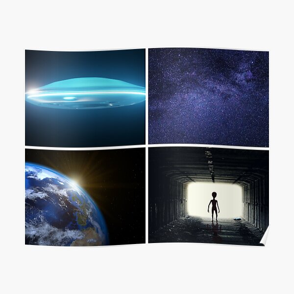"UFO Space Alien Collage" Poster for Sale by mgz- | Redbubble
