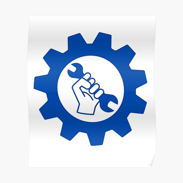 "Blue mechanics logo" Poster for Sale by Himarooma | Redbubble