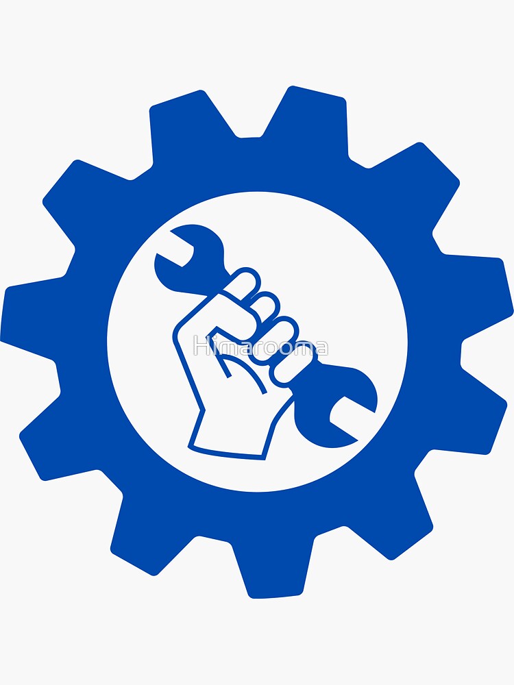 "Blue mechanics logo" Sticker for Sale by Himarooma | Redbubble