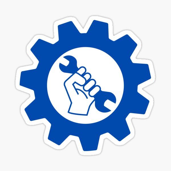 "Blue mechanics logo" Sticker for Sale by Himarooma | Redbubble