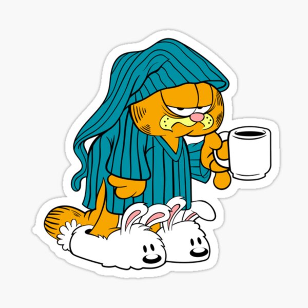 "garfield drinking coffee" Sticker for Sale by Alxcreations | Redbubble