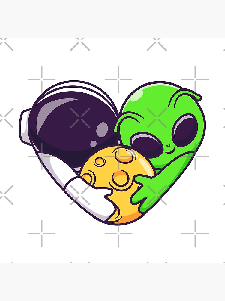"Astronaut And Alien Couple Hug Moon " Poster for Sale by KandMe ...