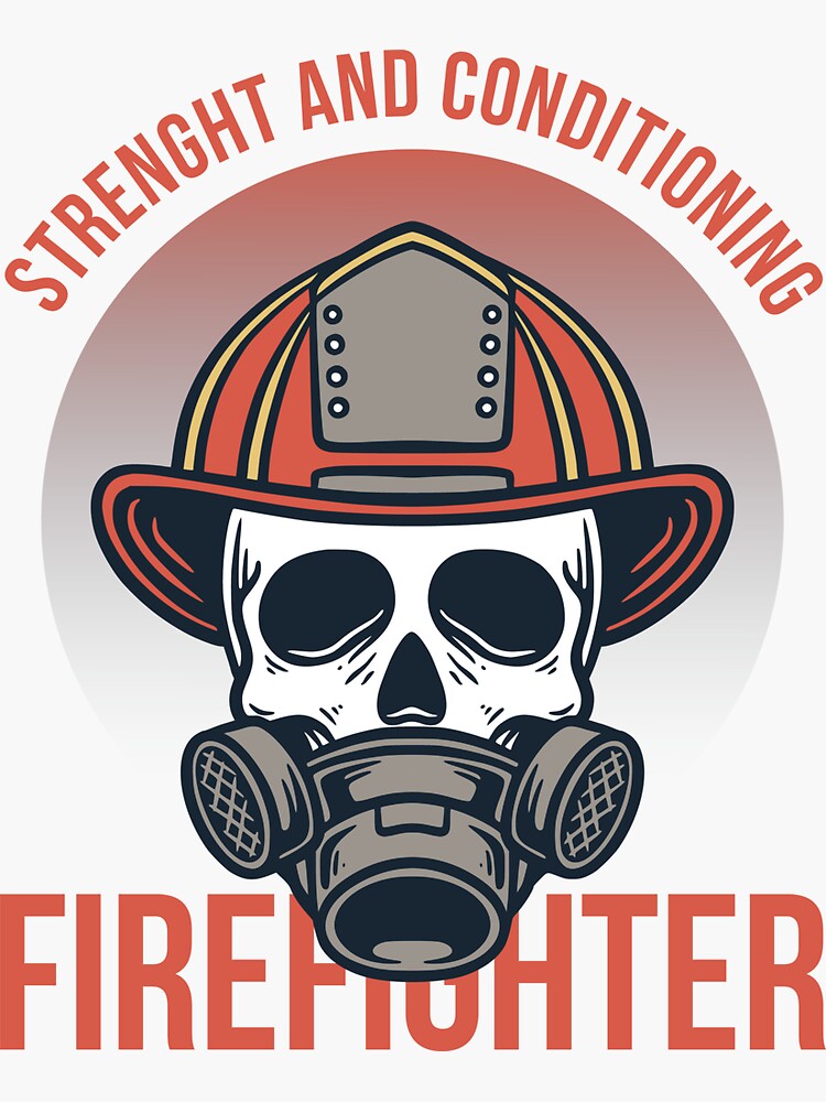 "Firefighter Skull Face Wearing a Respirator Mask Illustration" Sticker ...