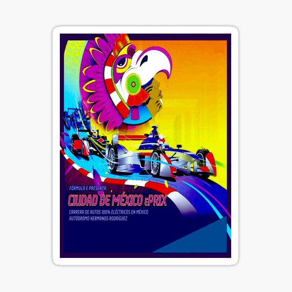 "MEXICO : Vintage Grand Prix Auto Racing Advertising Print" Sticker for ...