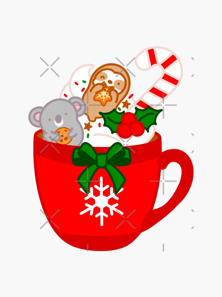 "Cute Christmas Hot Chocolate Mug" Sticker for Sale by theslothinme ...