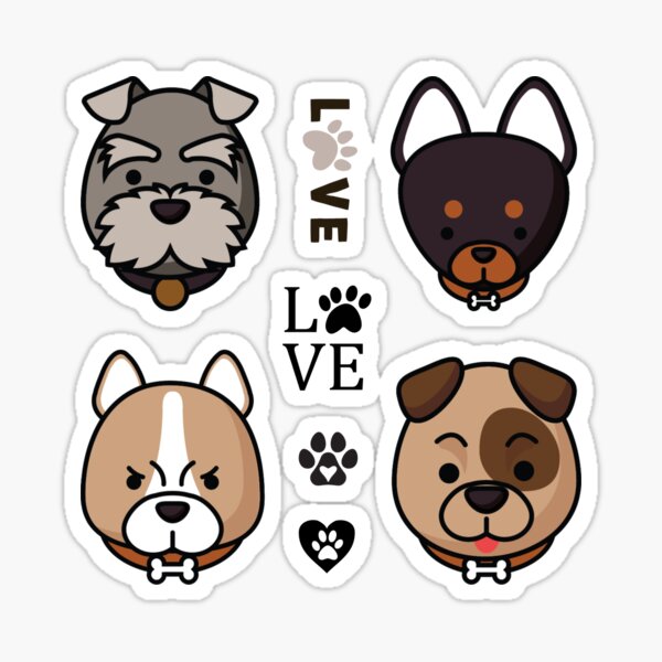 "Cute dog sticker package of 4 cartoon 1st edition style | Chibi Dog ...