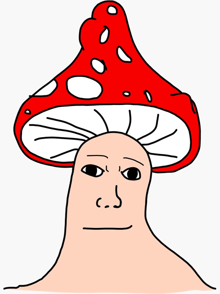 Pegatina «Hongo Wojak. memes de shroomjak» de FallOakland | Redbubble