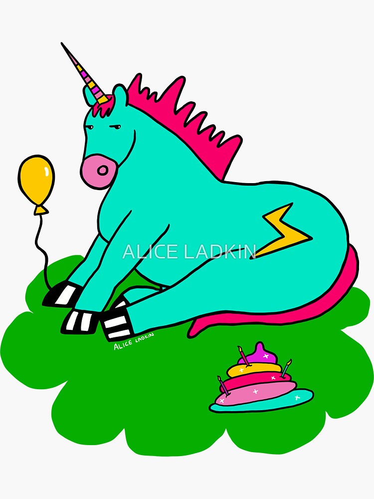 "Terry and His Birthday Unicorn Poo" Sticker for Sale by aliceladkin ...
