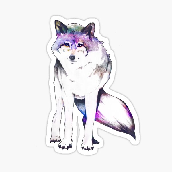 "Galaxy Wolf" Sticker for Sale by FishWithATopHat | Redbubble