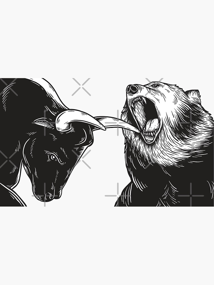 "A bull and a bear fighting" Sticker for Sale by LazyHatter | Redbubble