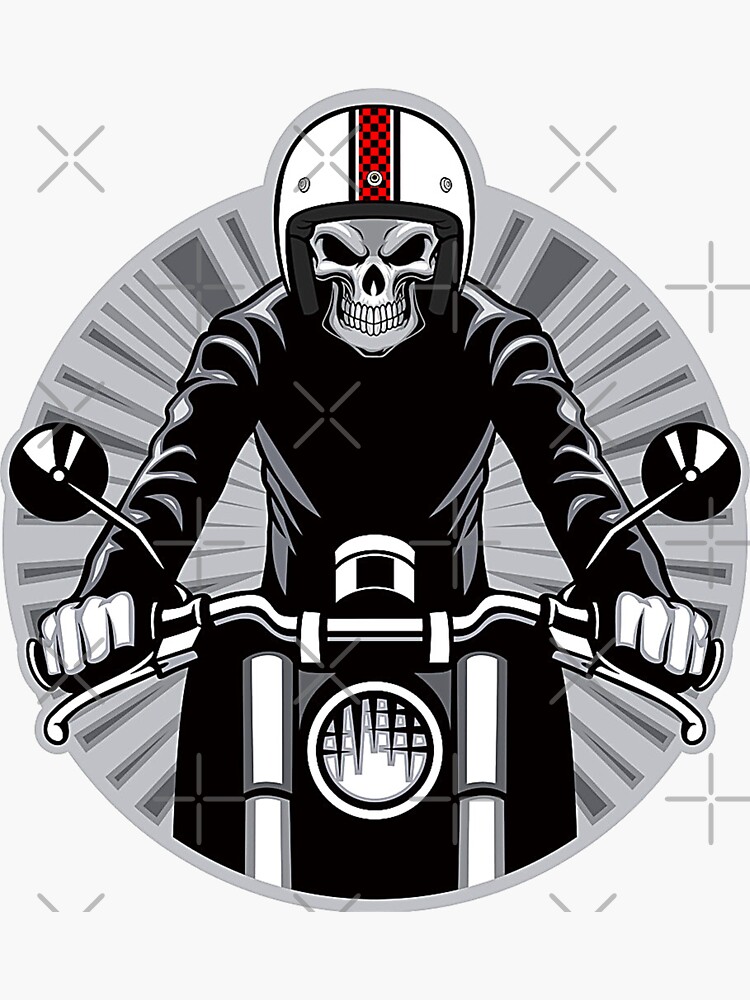 "Skeleton Cafe Racer" Sticker for Sale by lazzy-artist | Redbubble