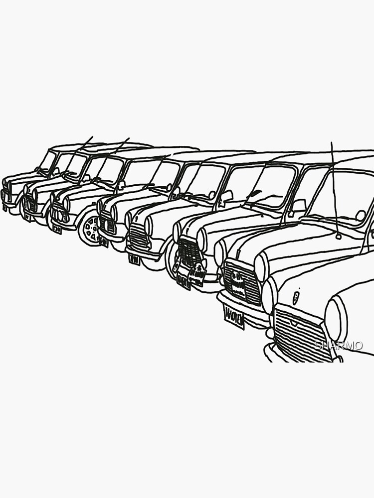 "Classic Mini Outlines" Sticker by SHARMO | Redbubble