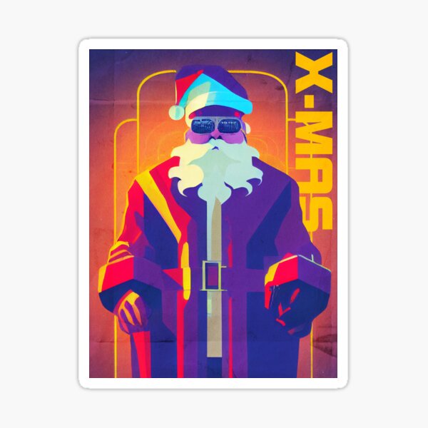 ""X-Mas Santa" a Low-resolution Santa Claus Christmas" Sticker for Sale ...