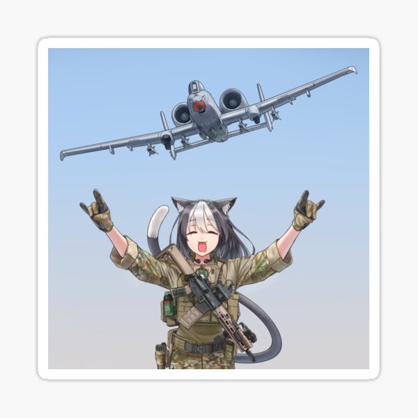 "CAT GIRL A-10 THUNDERBOLT "BRRRT"" Sticker for Sale by BreannaKi ...