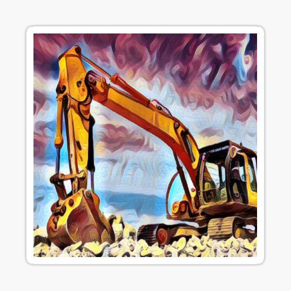 "Excavator Digger Rainbow Art" Sticker for Sale by RainbowLush | Redbubble
