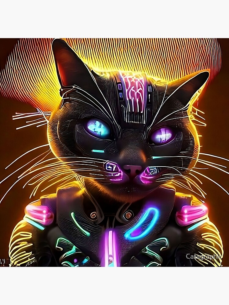 "Nanopunk cat in portrait" Poster for Sale by Catagraphic | Redbubble