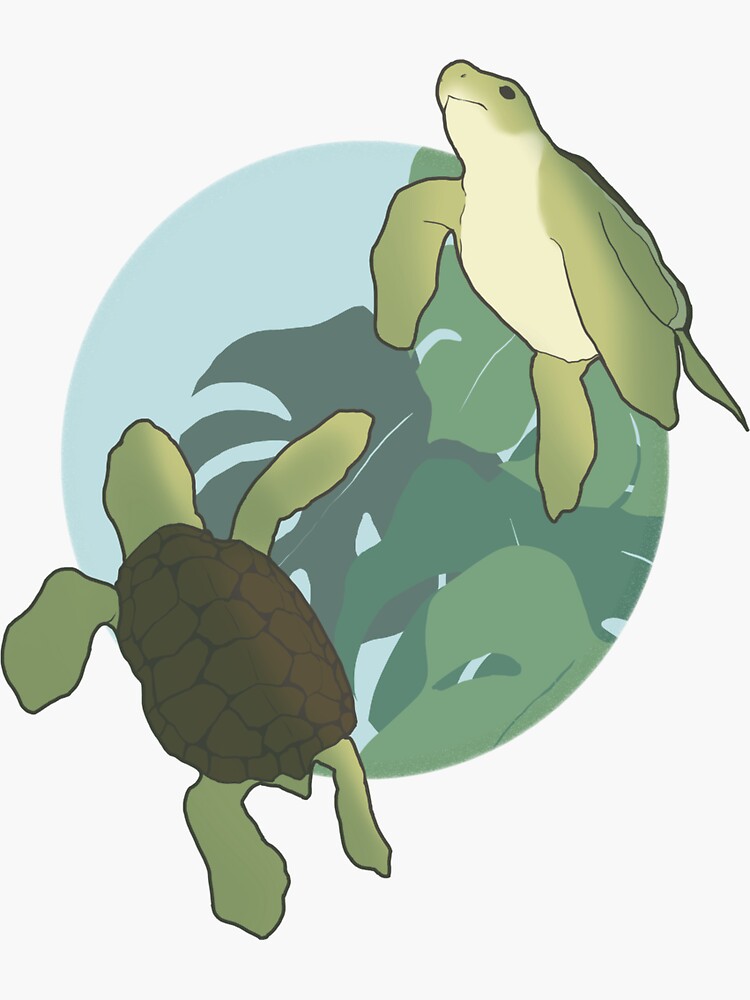 "Two Floating Turtles" Sticker for Sale by LLCecilie | Redbubble