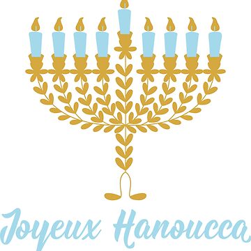 "Joyeux Hanoucca. Happy Hanukkah - French text. Lettering." Poster for ...